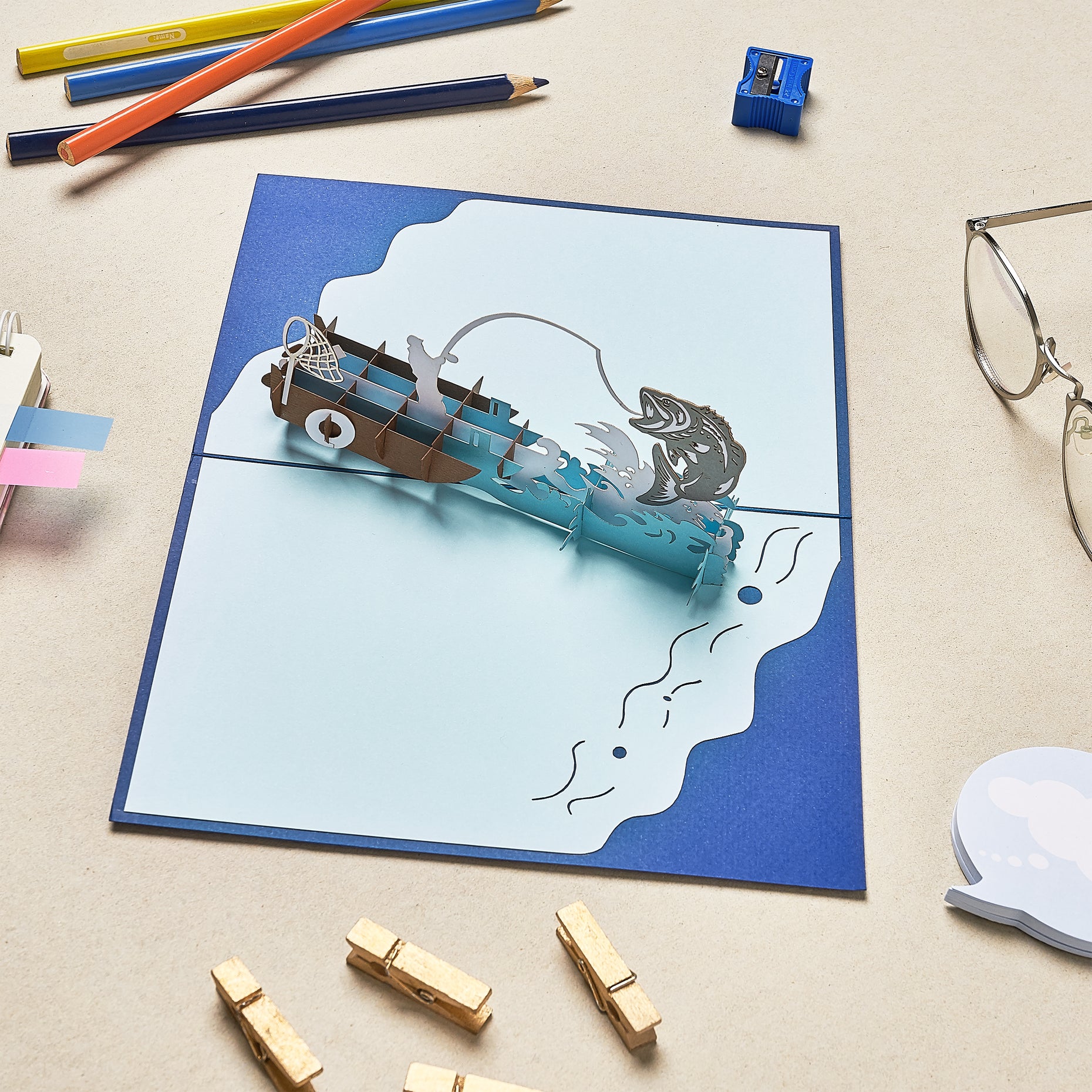 Fishing Pop Up Card, Fisherman Card, Fishing Birthday, Card For Dad ...