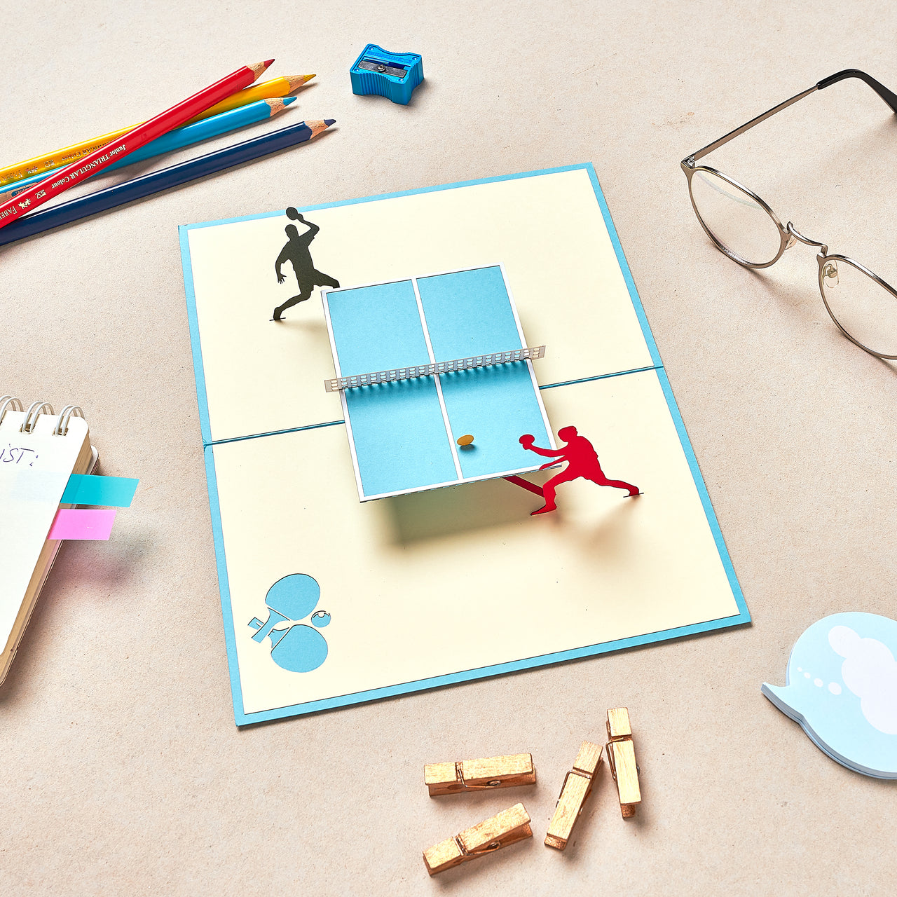 Ping Pong Pop Up Card, Table Tennis Birthday Card, Ping Pong Gift ...